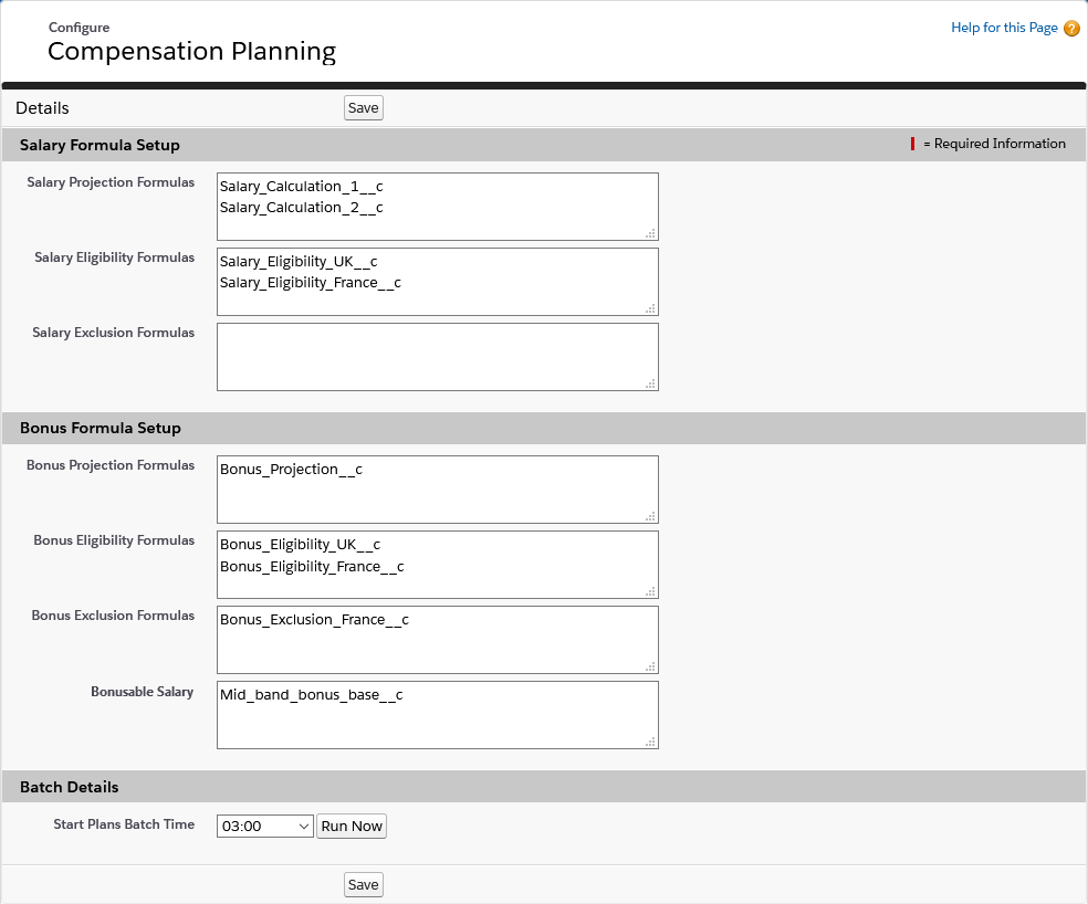 Linking formulas to Compensation Planning