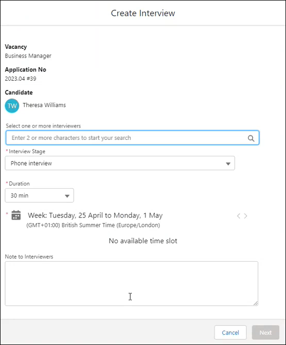 Create a new interview