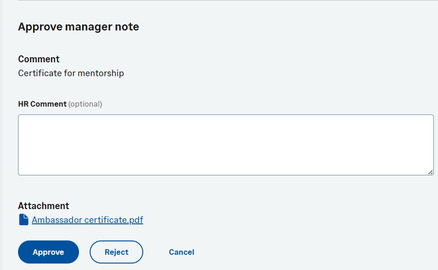 Approving Manager Notes