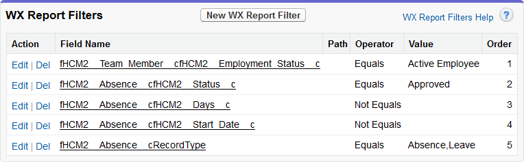 Defining WX Report Filters