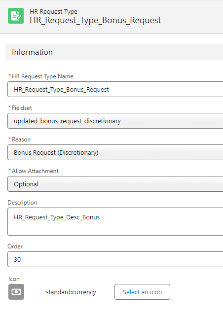 Create an HR request type