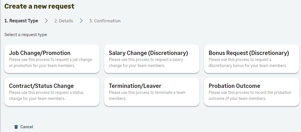 Create a new employment details change request