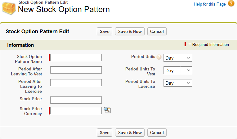 Creating a new stock option pattern