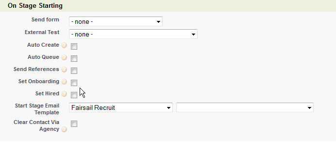 Assessment Stage options