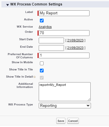 Create a WX Process for Reporting